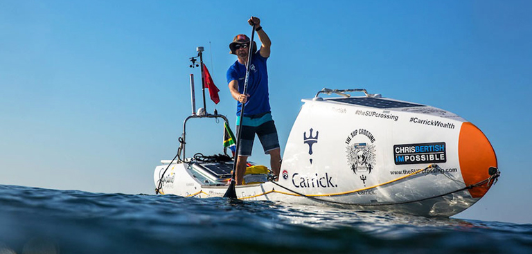 Défi validé pour Chris Bertish qui a traversé l'océan Atlantique en SUP