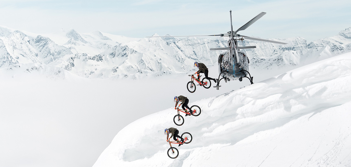 Le champion de MTB Fabio Wibmer sème la panique dans une station de ski