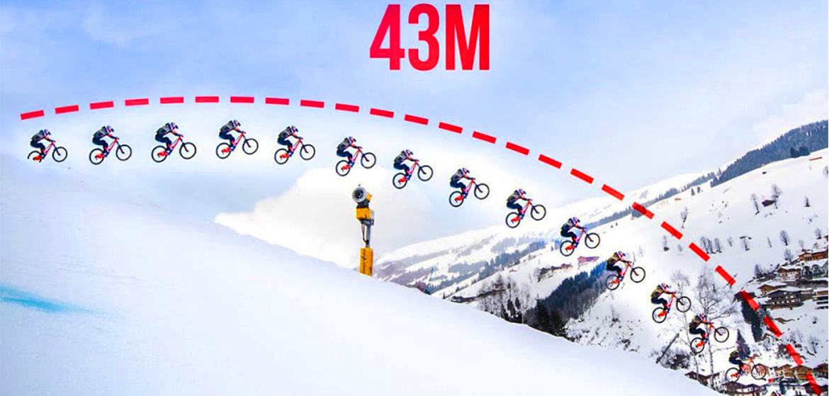 Jump de 43m de long en MTB : un nouveau record pour Fabio Wibmer