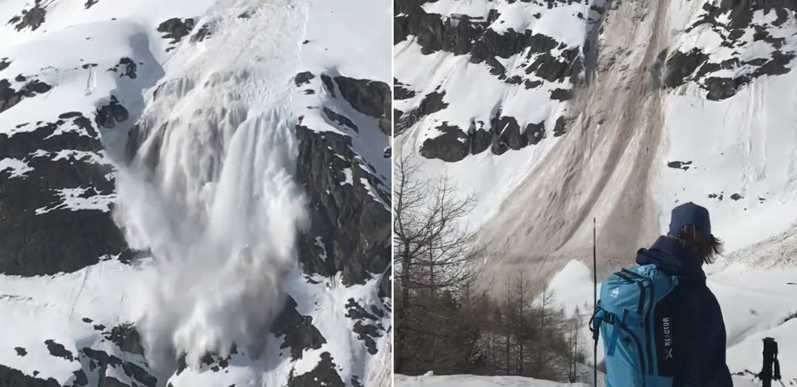 Une avalanche de neige humide filmée dans le nord des Alpes