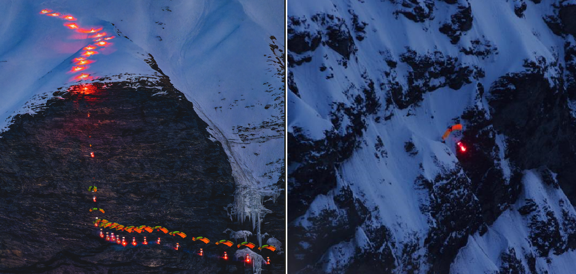 Vidéo : Premier saut en ski base jump de nuit par Matthias Giraud